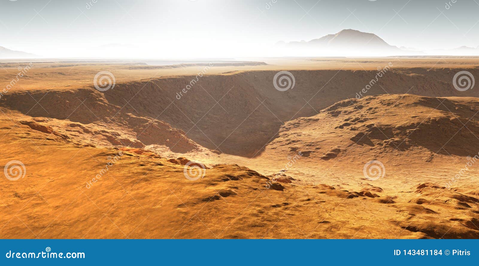Impact Craters on Mars. Sunset on Mars Stock Illustration ...