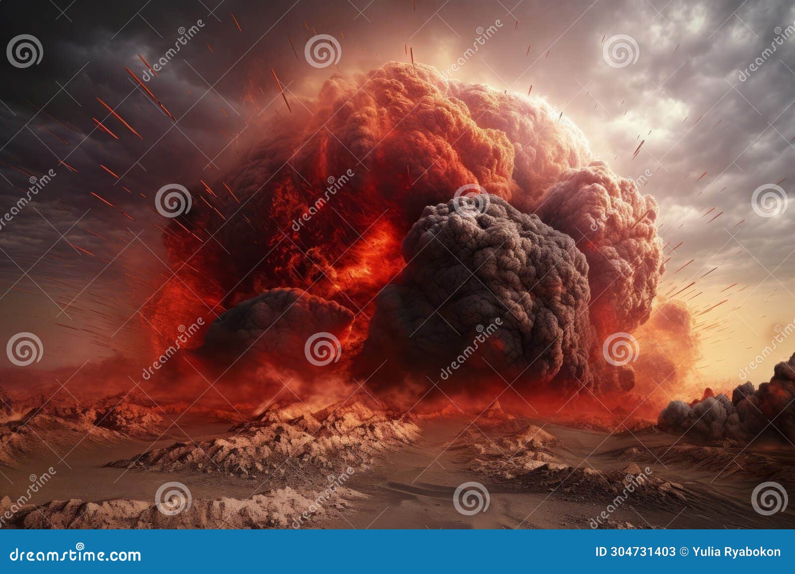 Impact Event Asteroid Hit. Generate Ai Stock Illustration ...