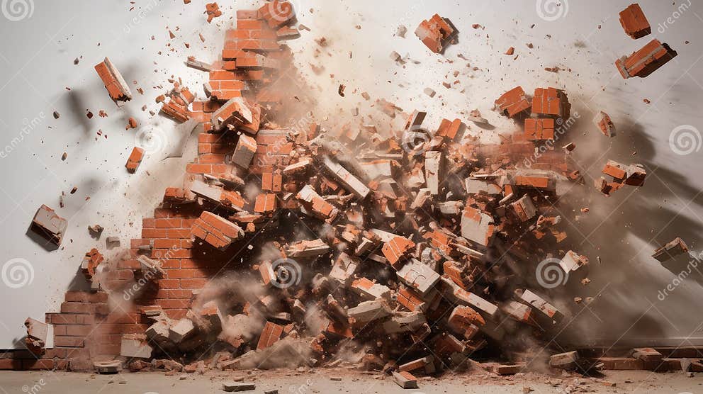 Impact exploding wall stock illustration. Illustration of wall - 336247042