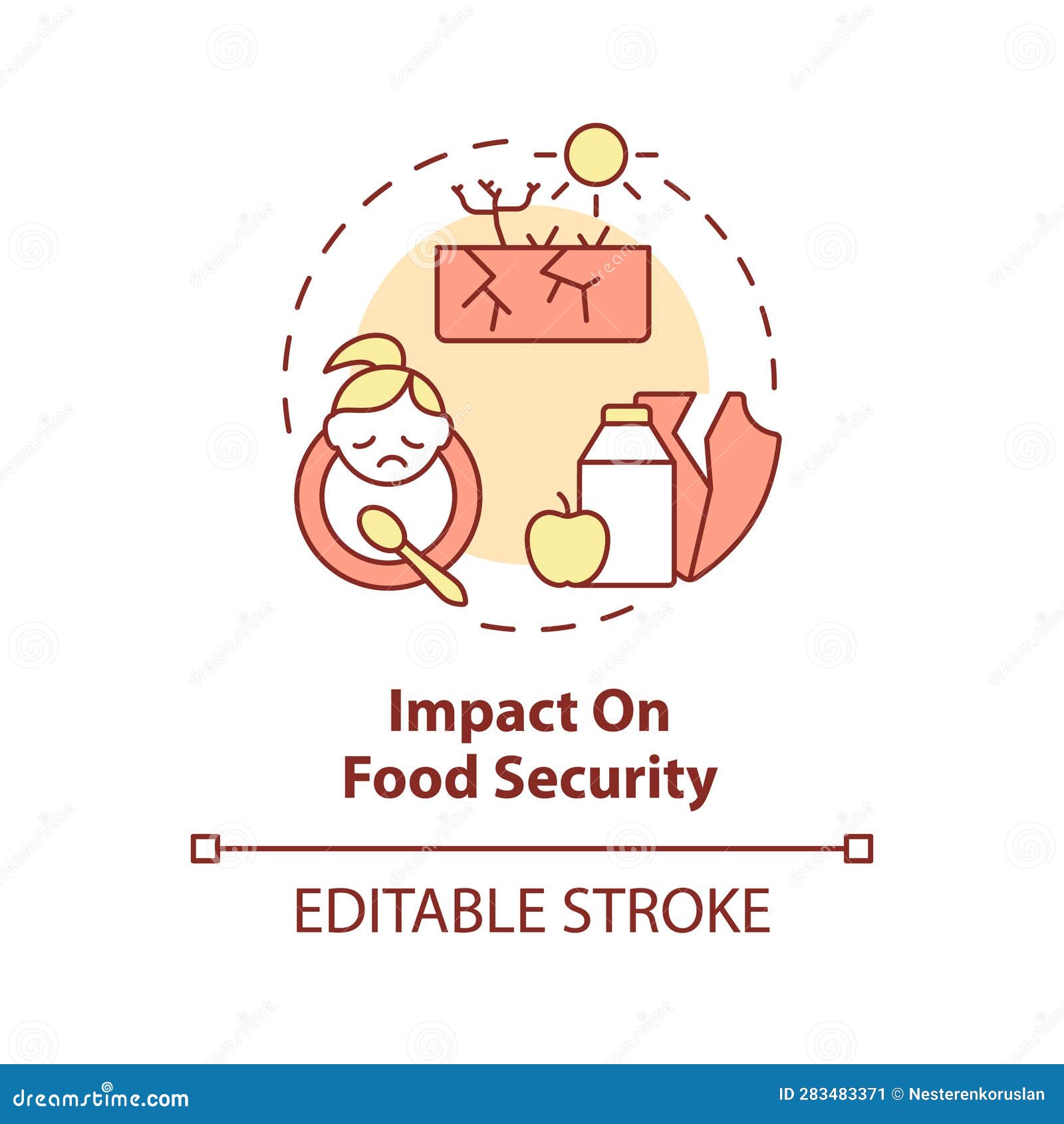 Impact on Food Security Icon Heatflation Concept Stock Vector ...