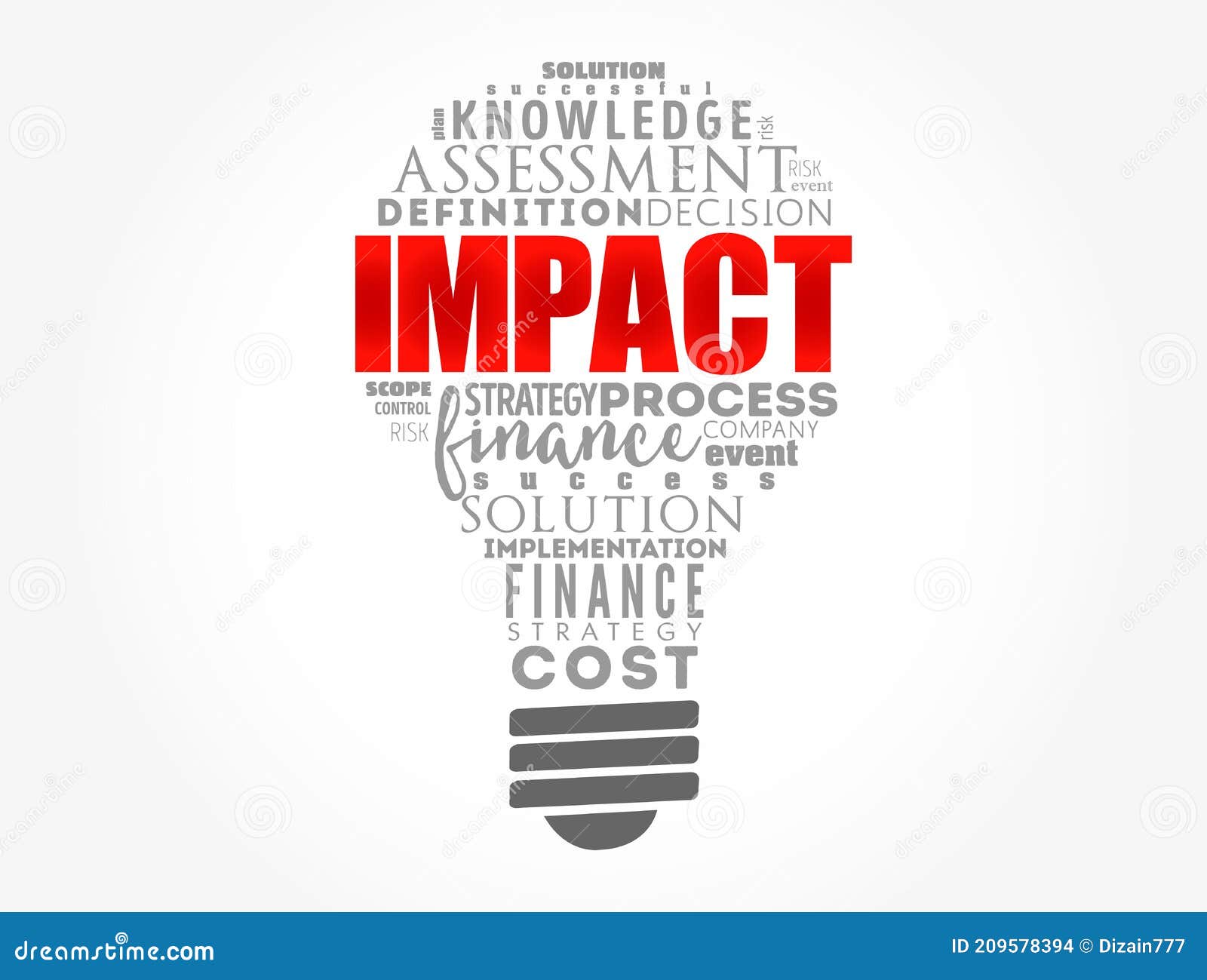 IMPACT Light Bulb Word Cloud Collage, Business Concept Background Stock Illustration ...