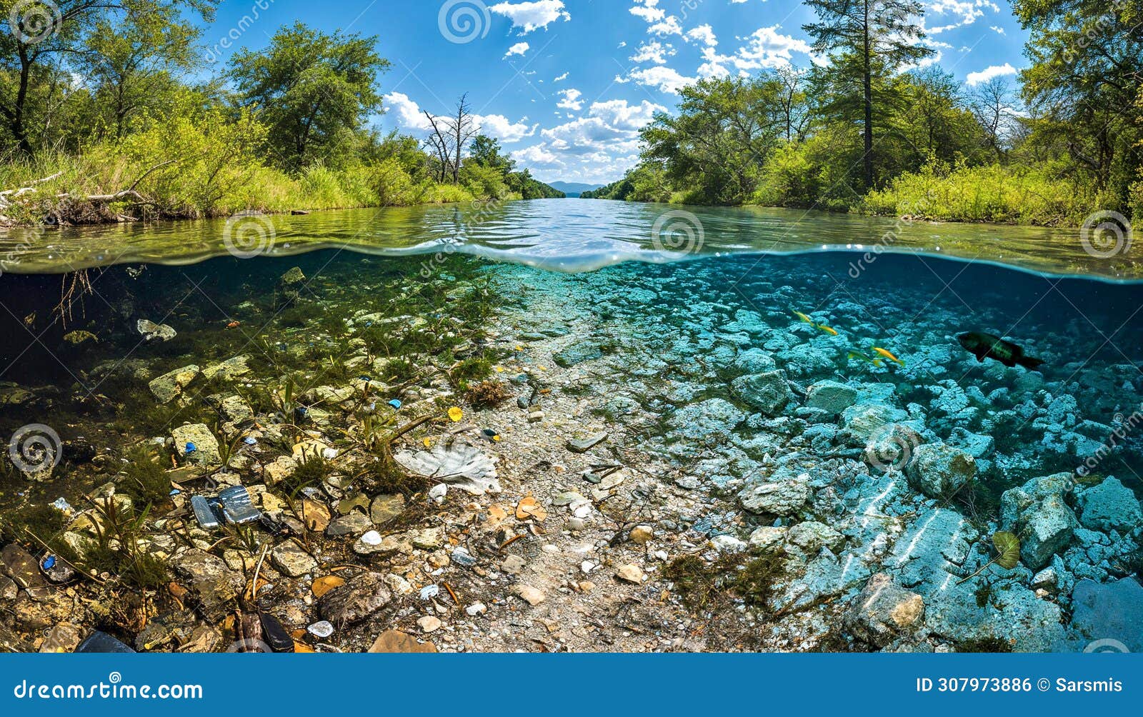 Impact of Litter on Pristine Mountain Lake Environment Stock ...
