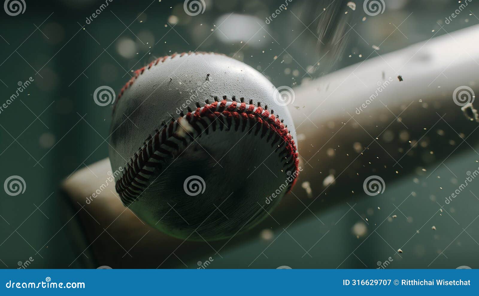 Impact Moment Captured Between A Baseball And Bat, Highlighting Dynamic ...