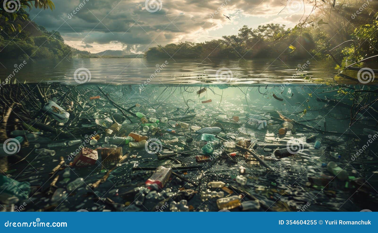 Impact of Pollution a Realistic Depiction of Garbage Debris in a River ...