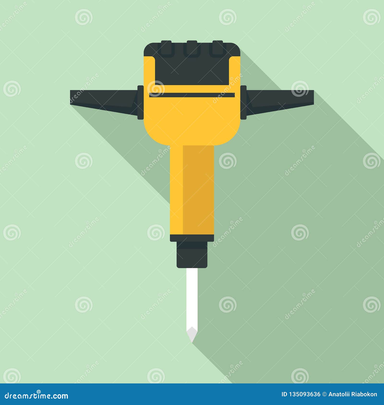 Impact Rock Drill Icon, Flat Style Stock Vector - Illustration of ...