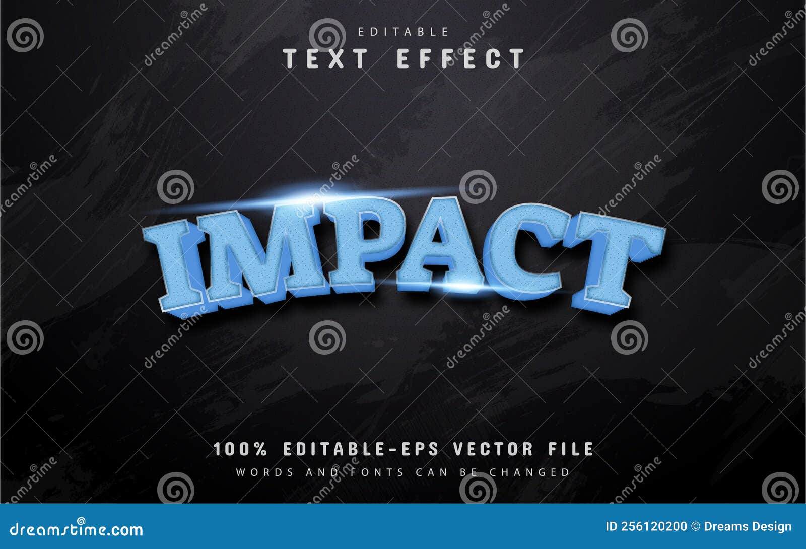 Impact Text, 3d Blue Stye Text Effect Stock Vector - Illustration of ...