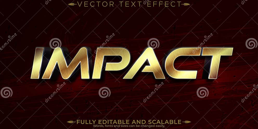 Impact Text Effect, Editable Metallic and Shiny Text Style Stock Vector ...