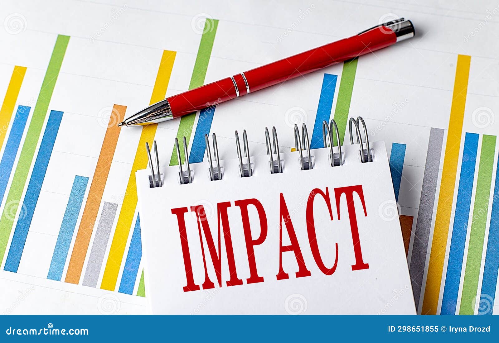 IMPACT Text on a Notebook with Chart and Pen Business Concept Stock ...