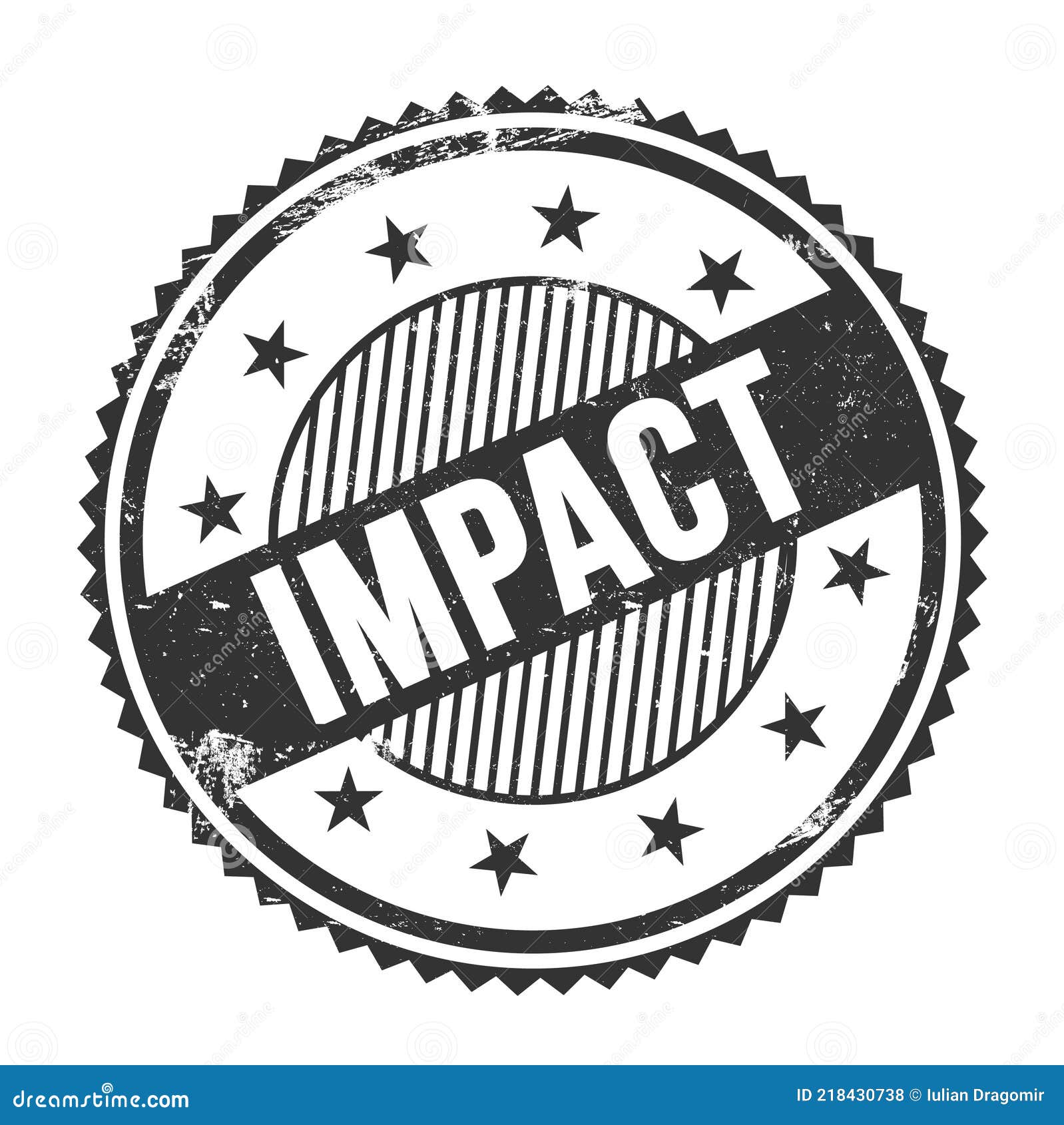 IMPACT Text Written on Black Grungy Round Stamp Stock Illustration ...