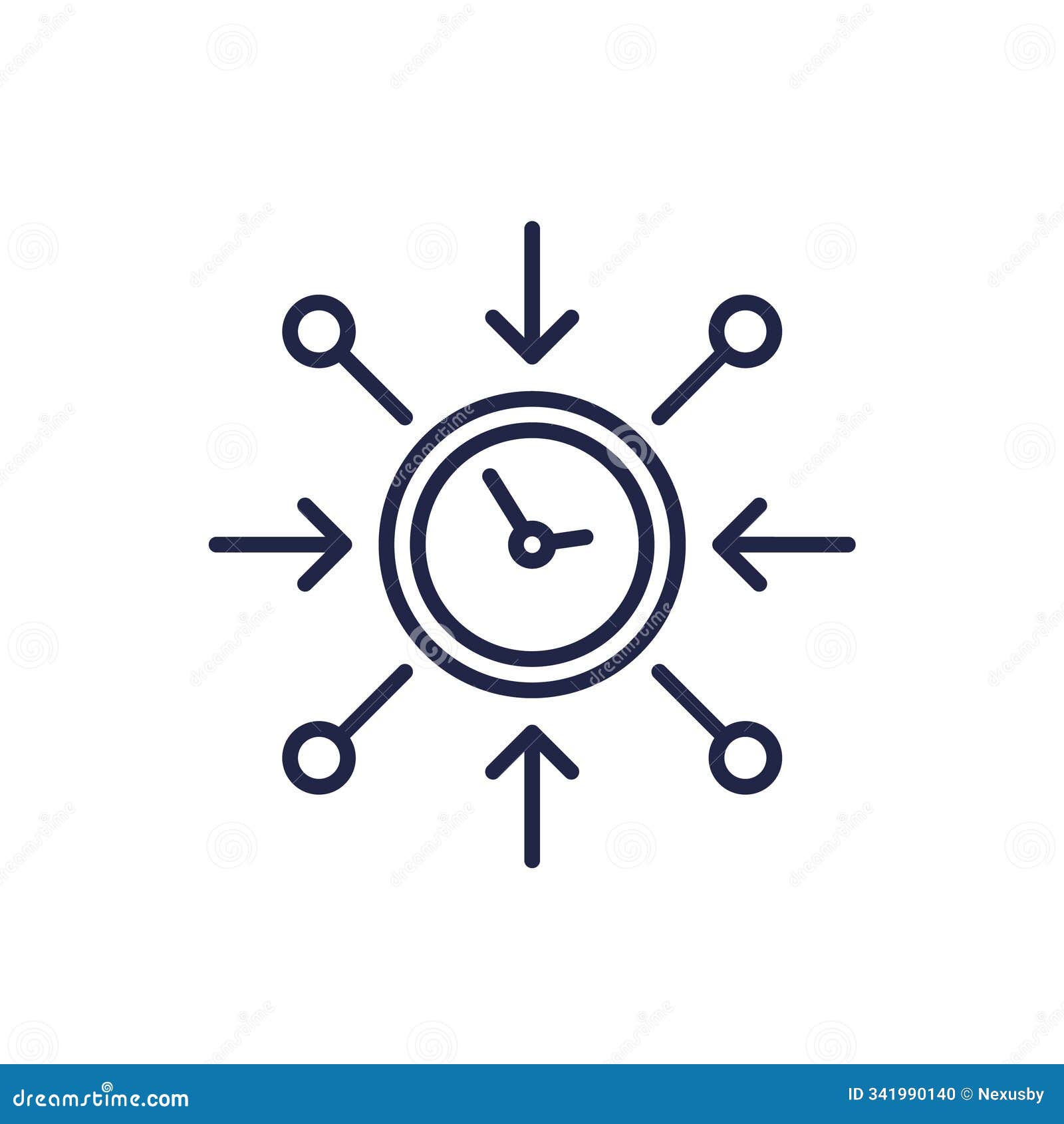 Impact and Time Line Icon with a Clock Stock Illustration ...