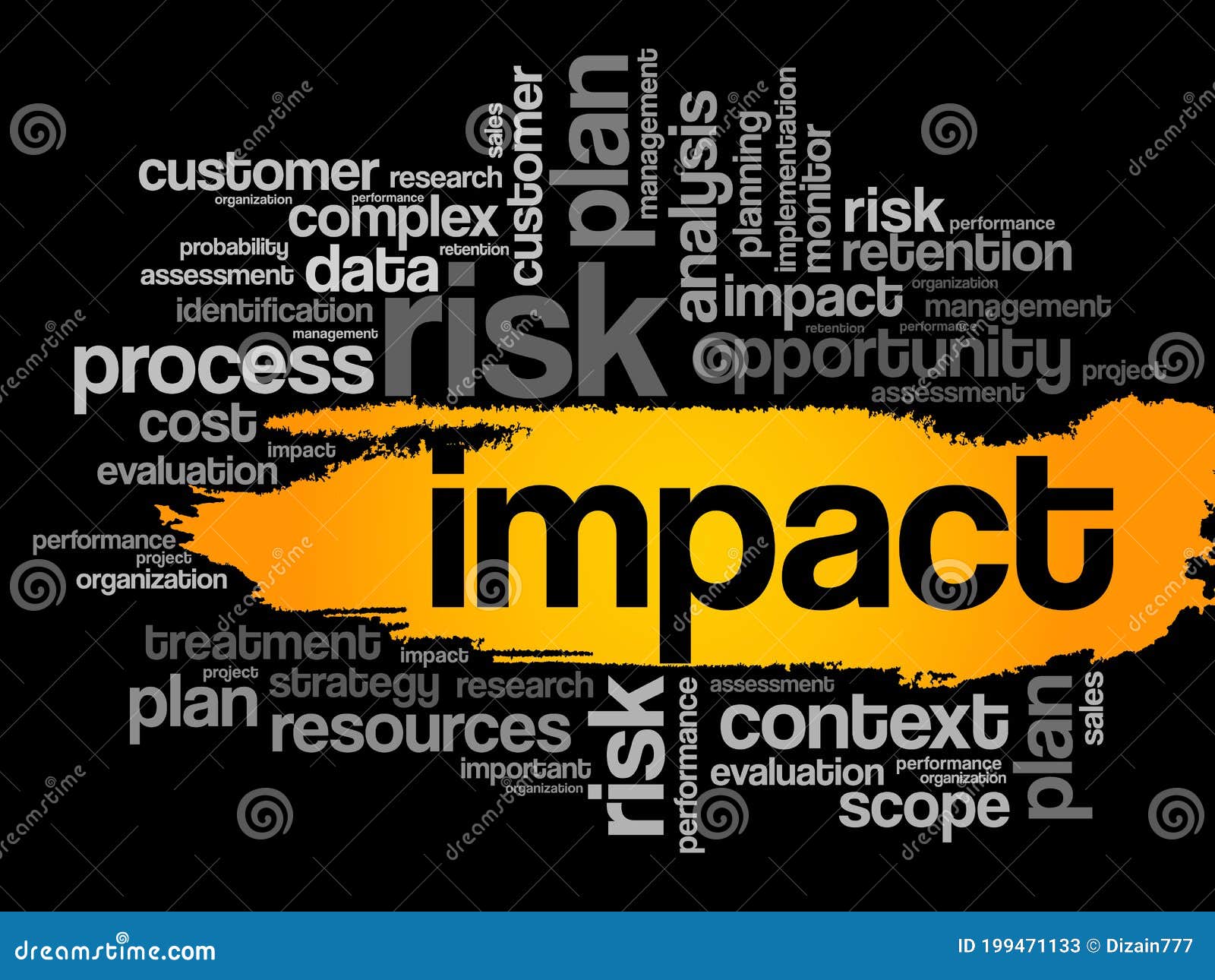 Impact word cloud stock illustration. Illustration of data - 199471133