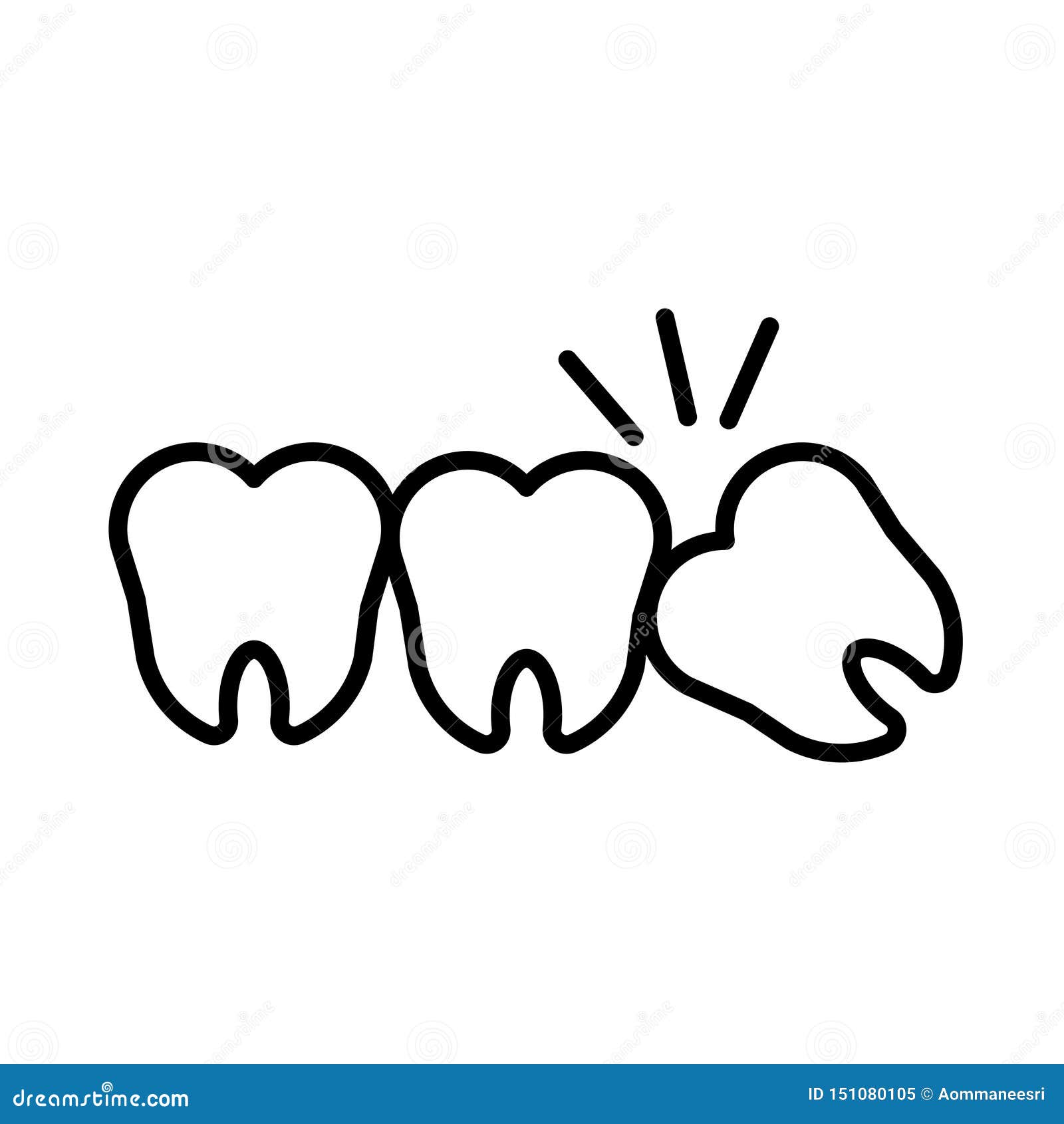 Impacted Wisdom Tooth In Cartoon Flat Style. Vector Illustration Of ...
