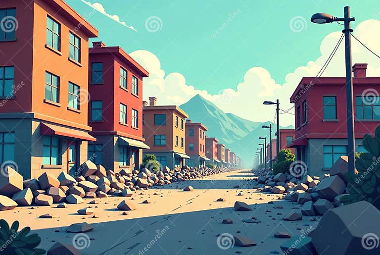 Flat Design Illustration of Earthquake Disaster Impactful Visual ...