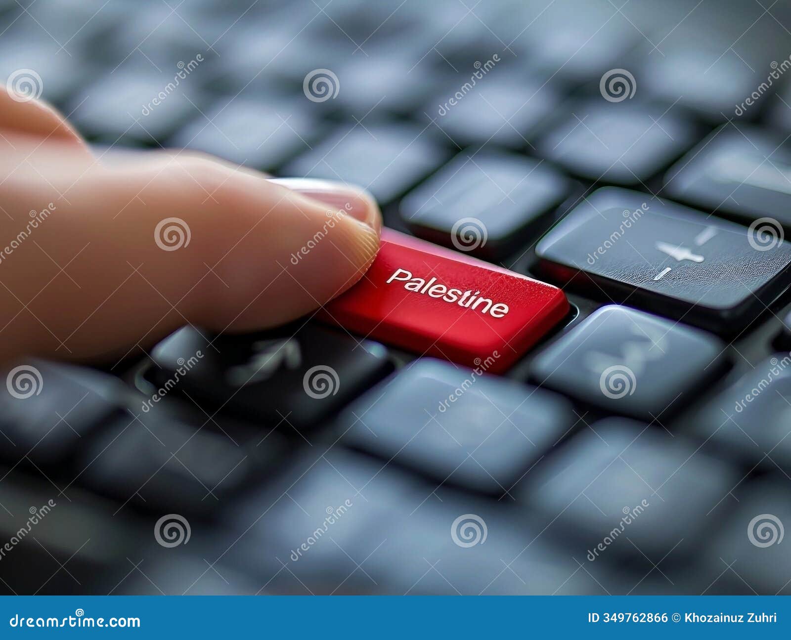 Close-Up of Finger Pressing Red Palestine Button on Computer Keyboard ...