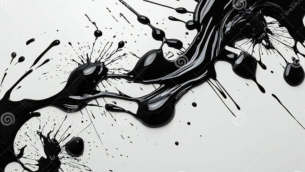 High-Quality Black Paint Spill on White Background for Artistic and ...