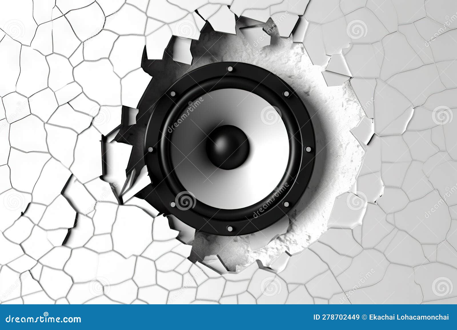 Impactful Sound White Wall Breaking with Powerful Loudspeaker. Created ...