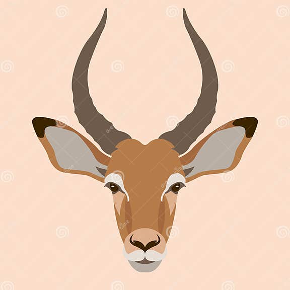 Impala Buck Head Face Vector Style Flat Stock Vector - Illustration of ...