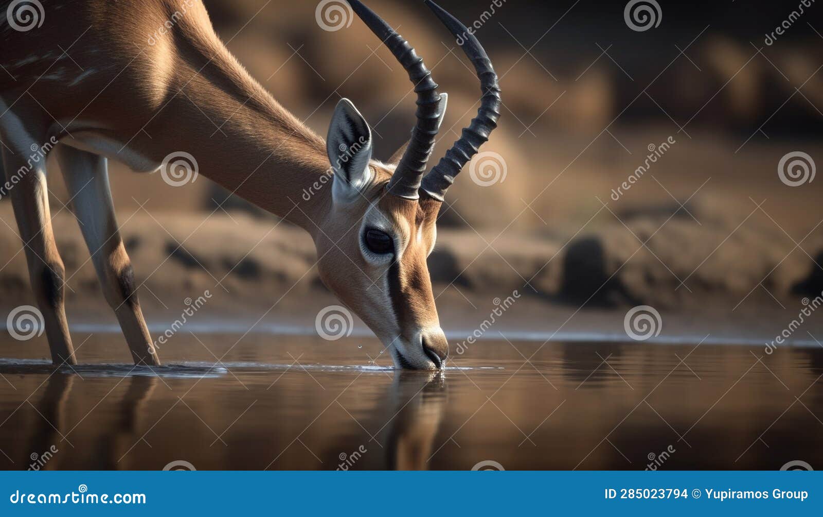 Impala Gazelle Standing in the African Wilderness, Reflecting the ...