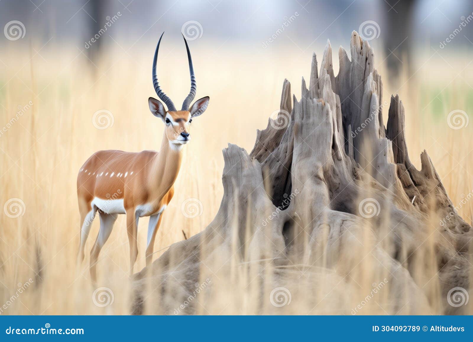 Impala Standing by Termite Mound, Scanning for Predators Stock Image ...