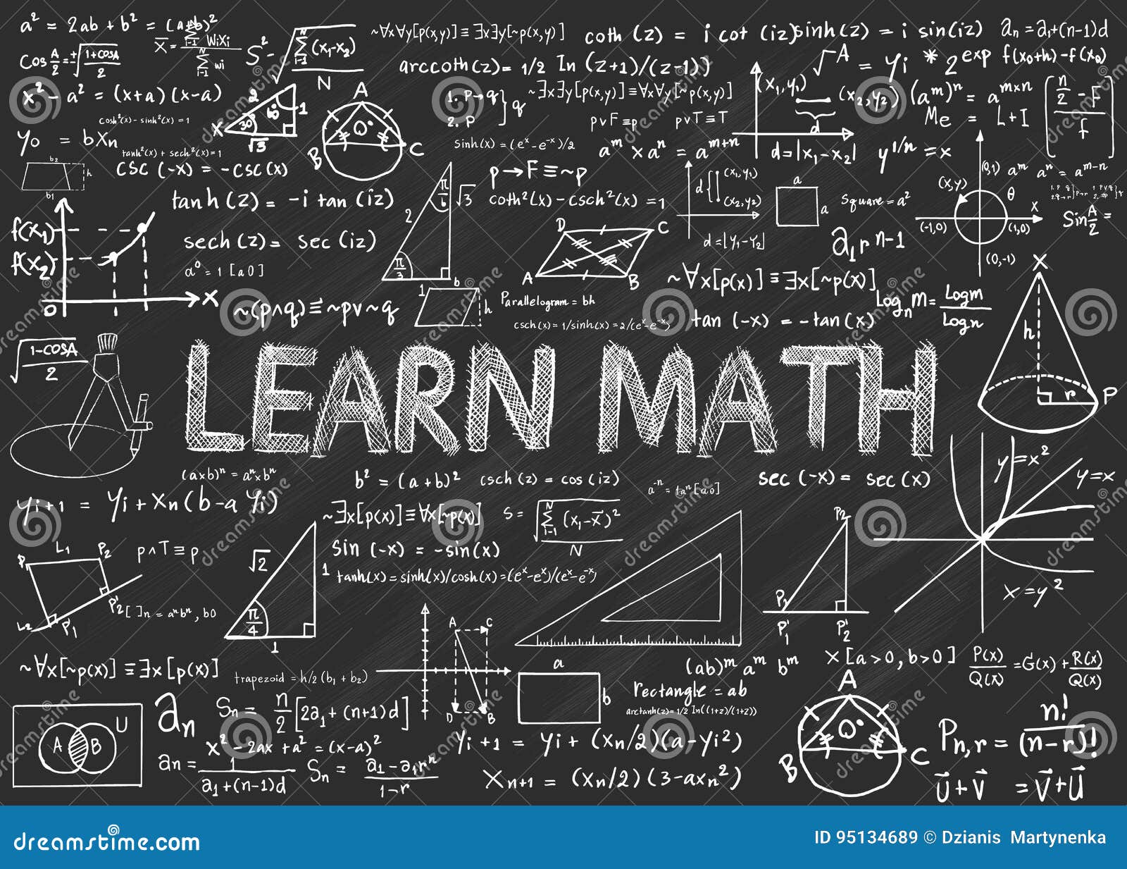 Impari La Lavagna Di Per La Matematica Illustrazione Vettoriale ...