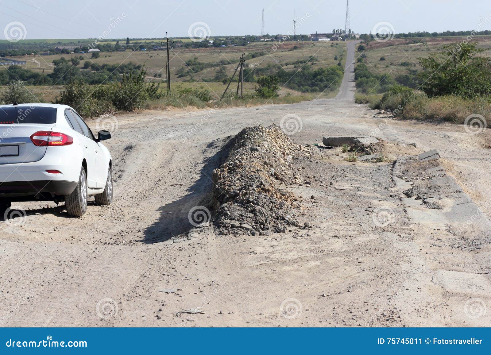 Impassable Section of Road on the Highway Stock Image - Image of ...