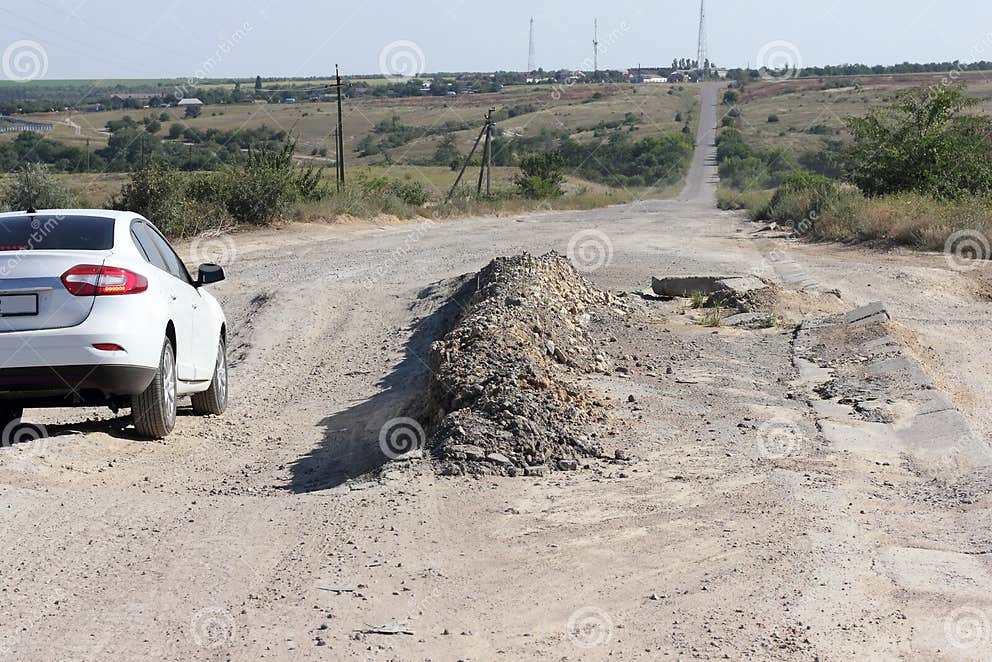 Impassable Section of Road on the Highway Stock Image - Image of ...