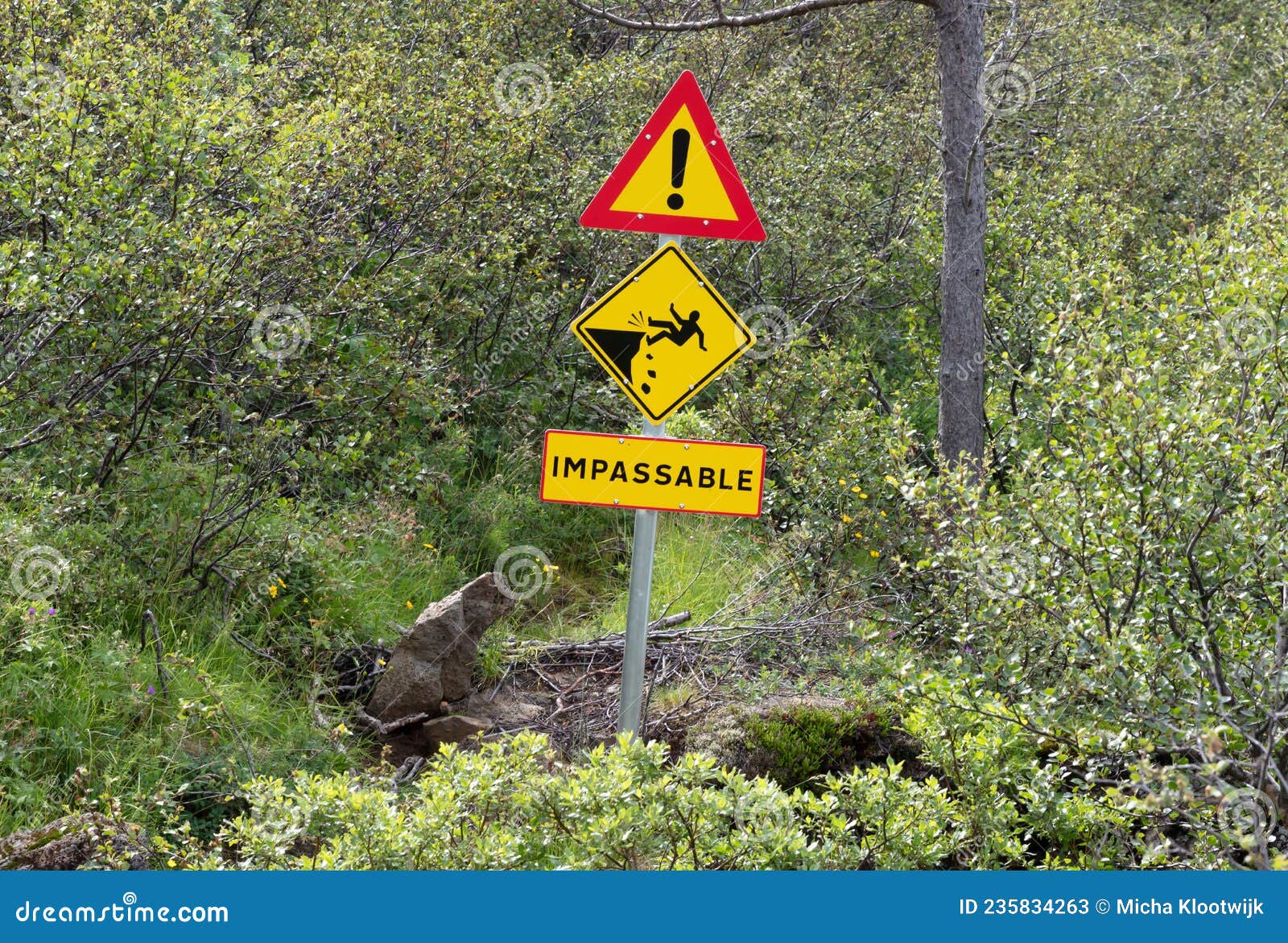 Impassable Signs in the Icelandic Nature Stock Image - Image of danger ...