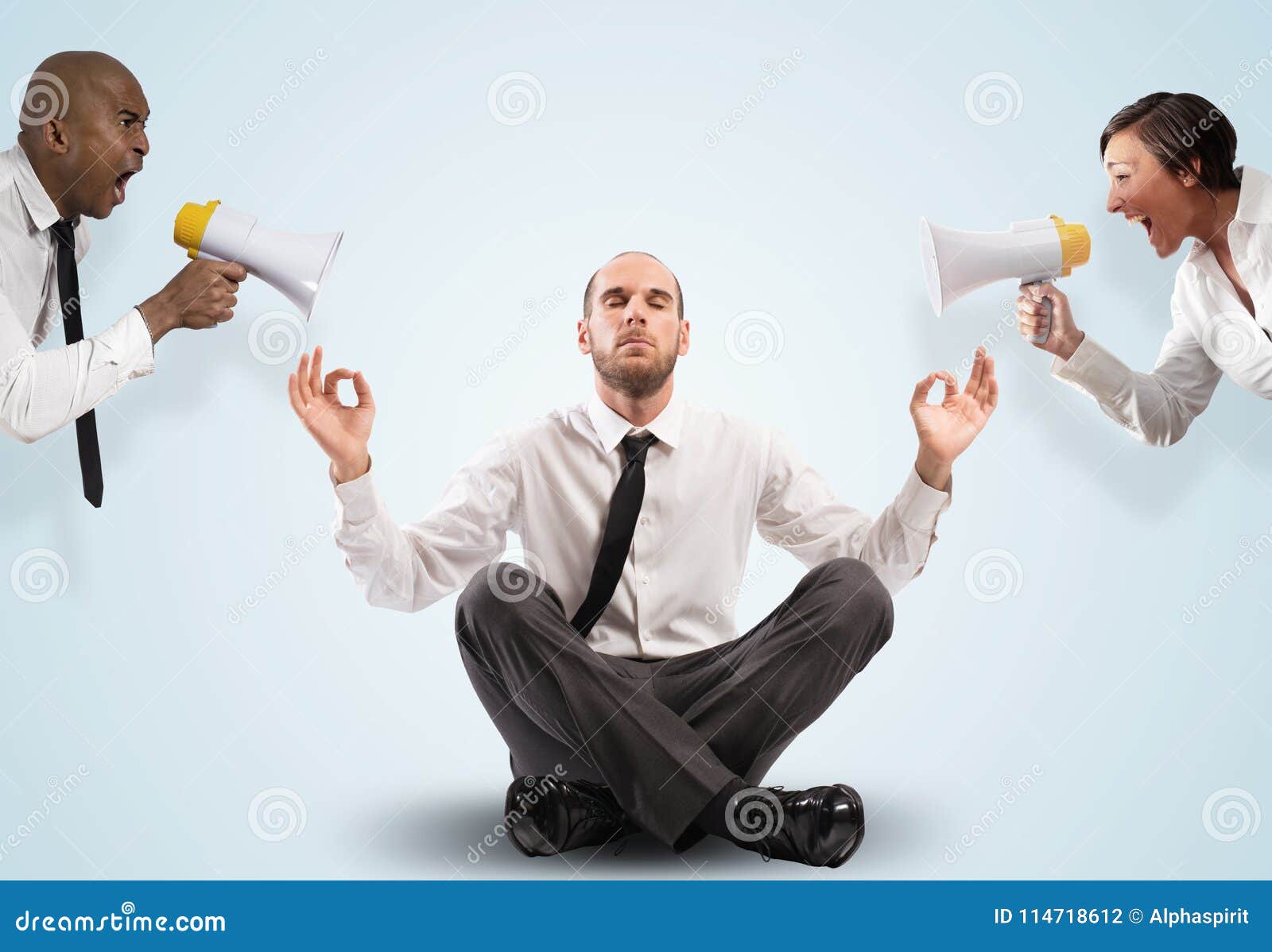 Impassive Businessman Despite the Screams Stock Photo - Image of ...