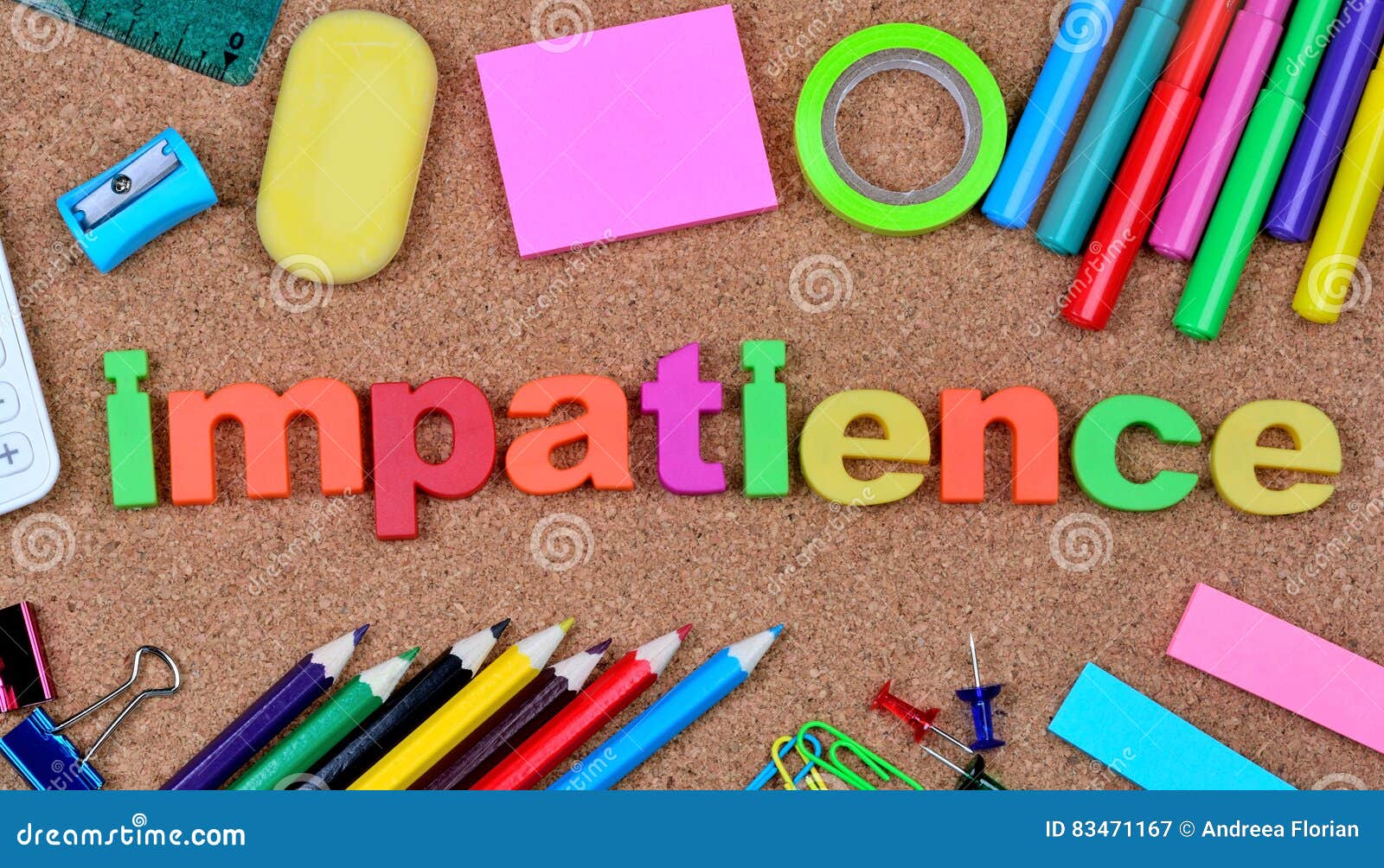 Impatience word on cork stock image. Image of anxious - 83471167