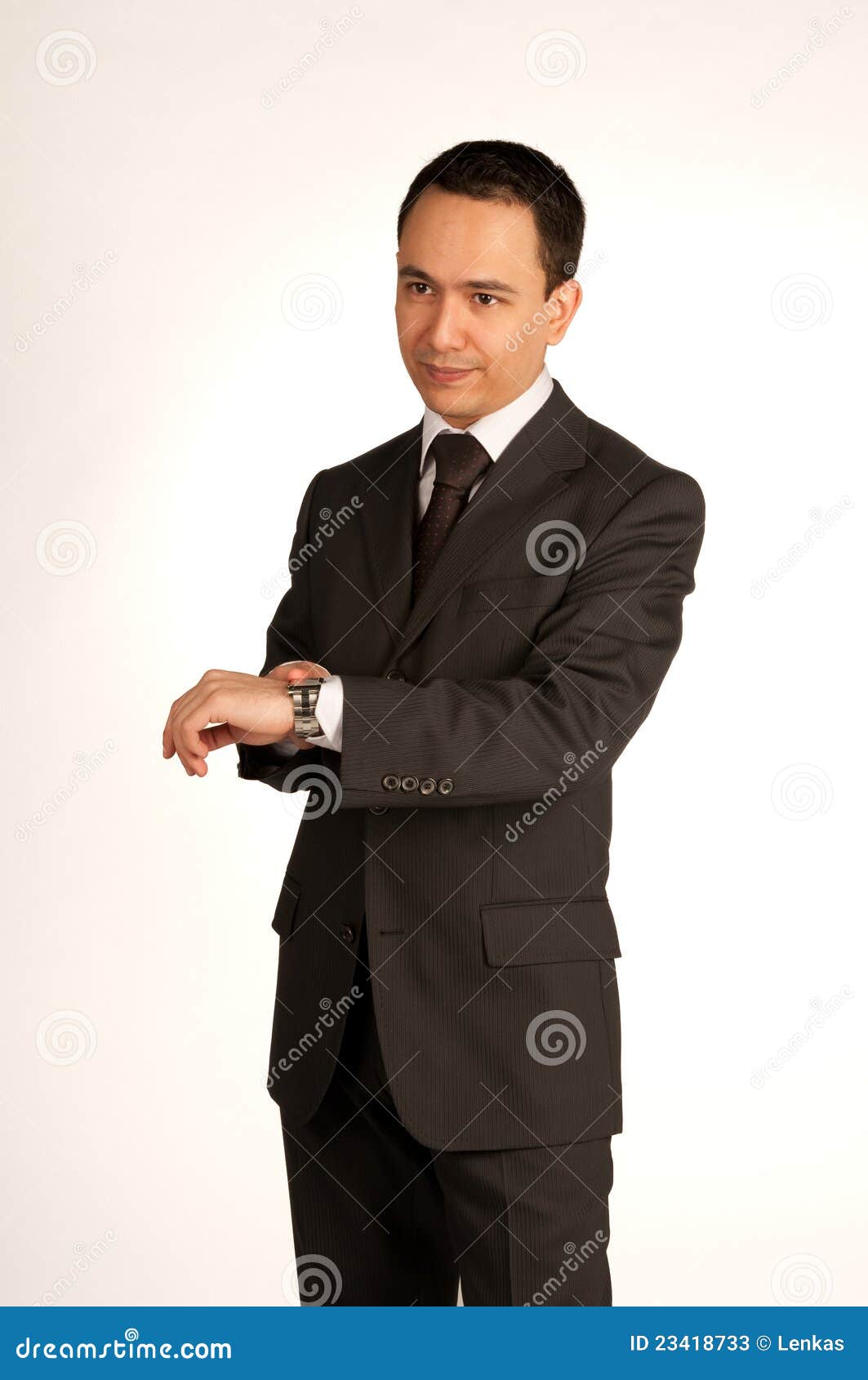 Impatient Businessman Pointing at Watch Stock Image - Image of ...