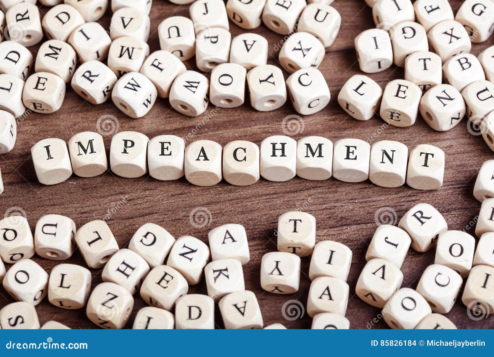 Impeachment, Letter Dices Word Stock Photo - Image of closeup, table ...