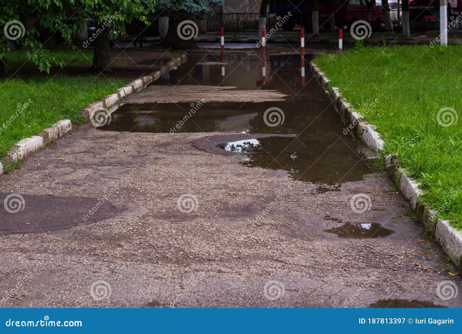 Impenetrable Large and Deep Puddles in an Urban Environment Stock Image ...