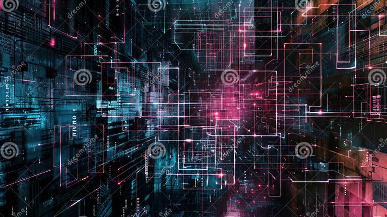 Impenetrable Maze of Cybersecurity Firewalls and Barriers Stock Photo ...