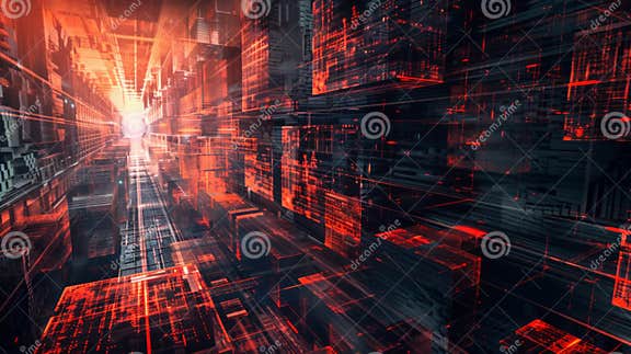 Impenetrable Maze of Cybersecurity Firewalls and Barriers Stock Image ...