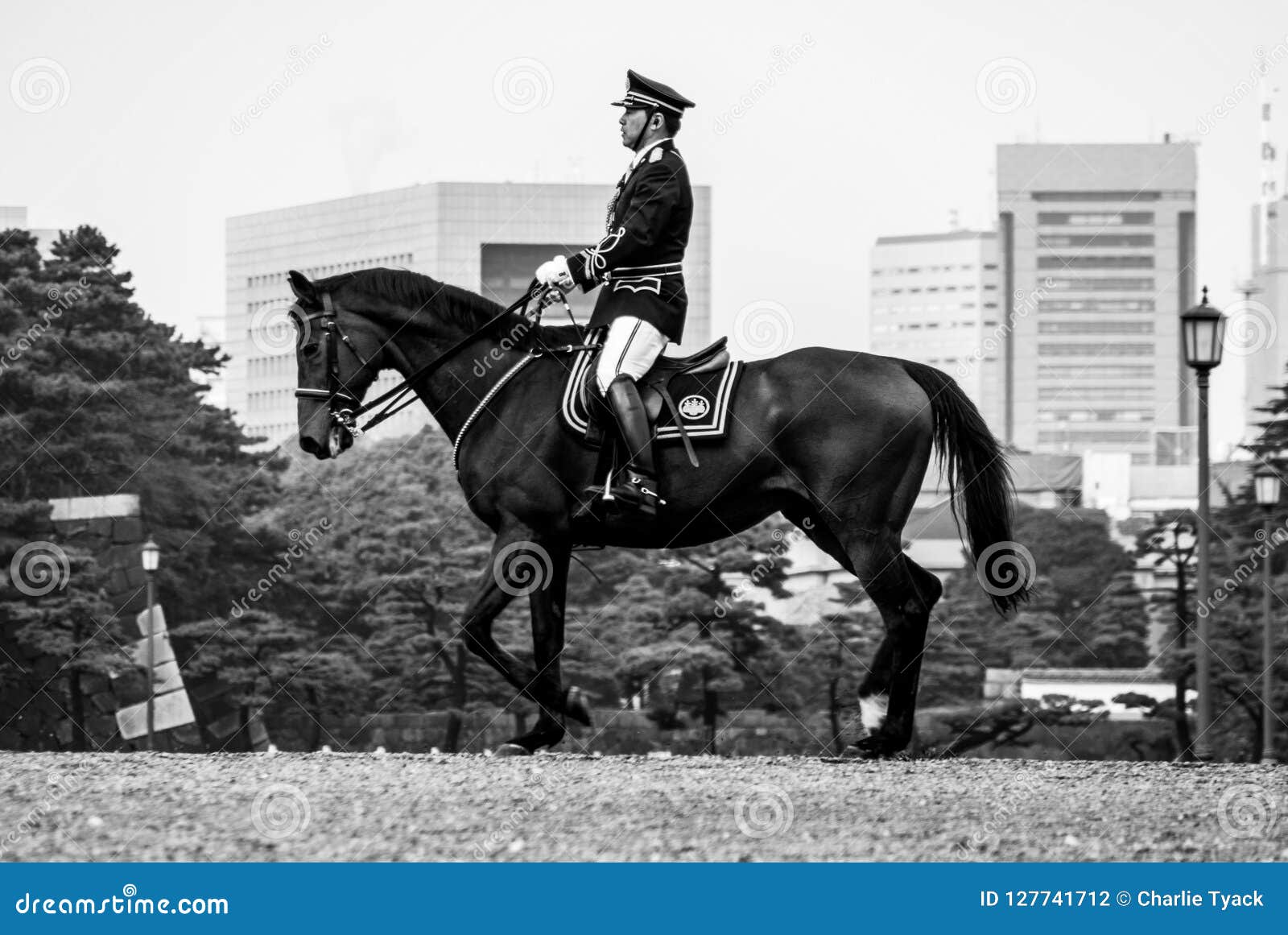 Imperial Cavalryman on the Trot through Downtown Tokyo Editorial ...
