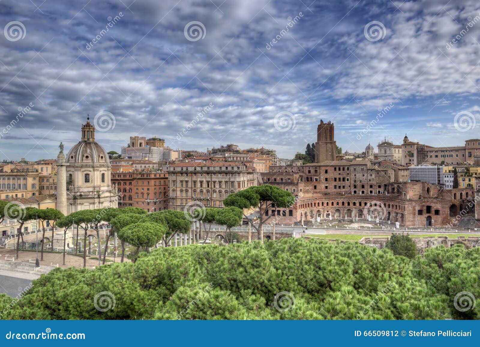 Imperial Fora in Rome Wide View Stock Photo - Image of ancient, trajan ...