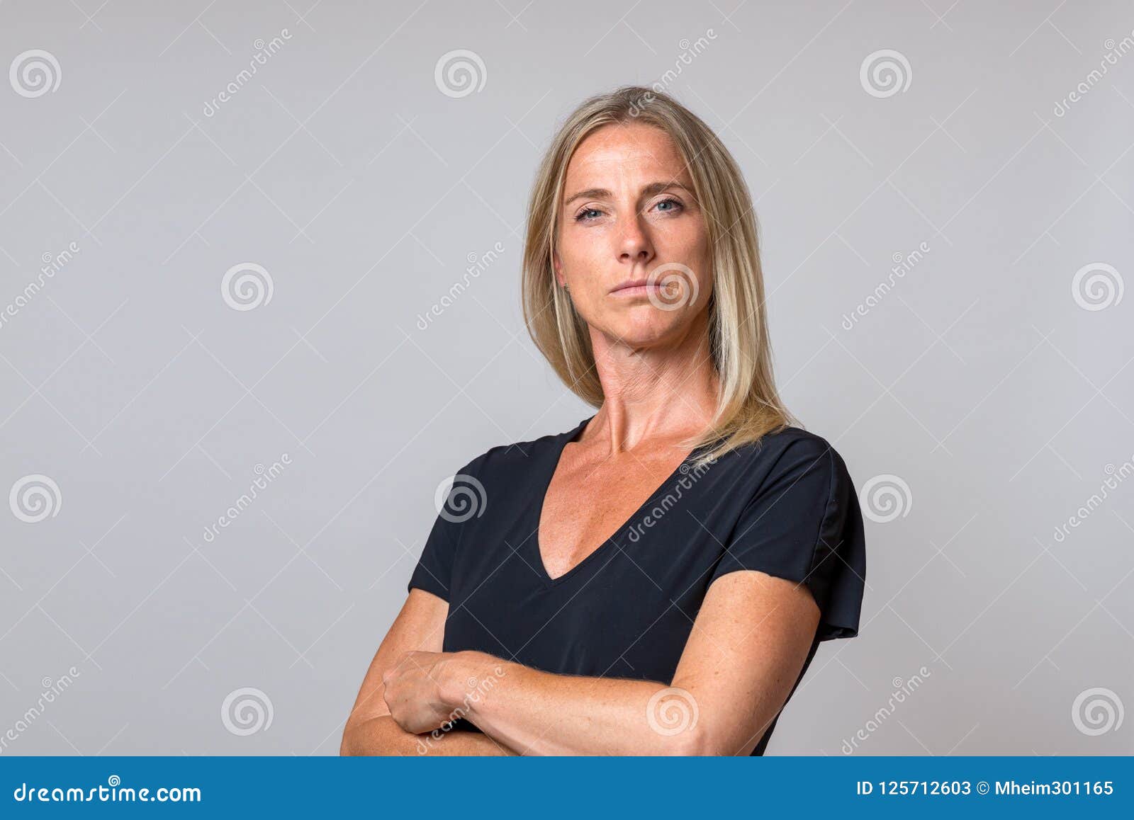 Imperious Haughty Woman with Folded Arms Stock Image - Image of ...