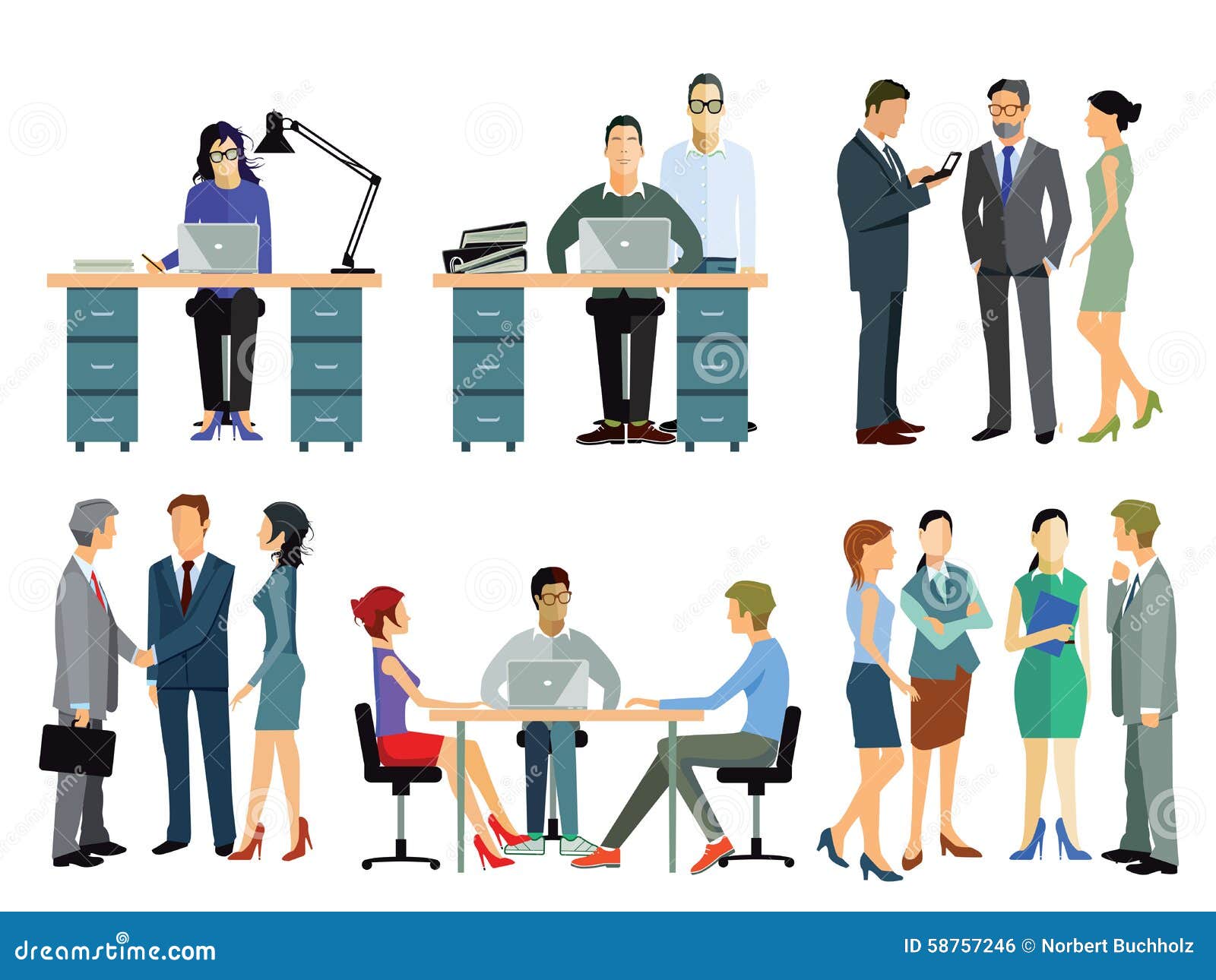 Impiegati in ufficio illustrazione vettoriale. Illustrazione di squadra ...