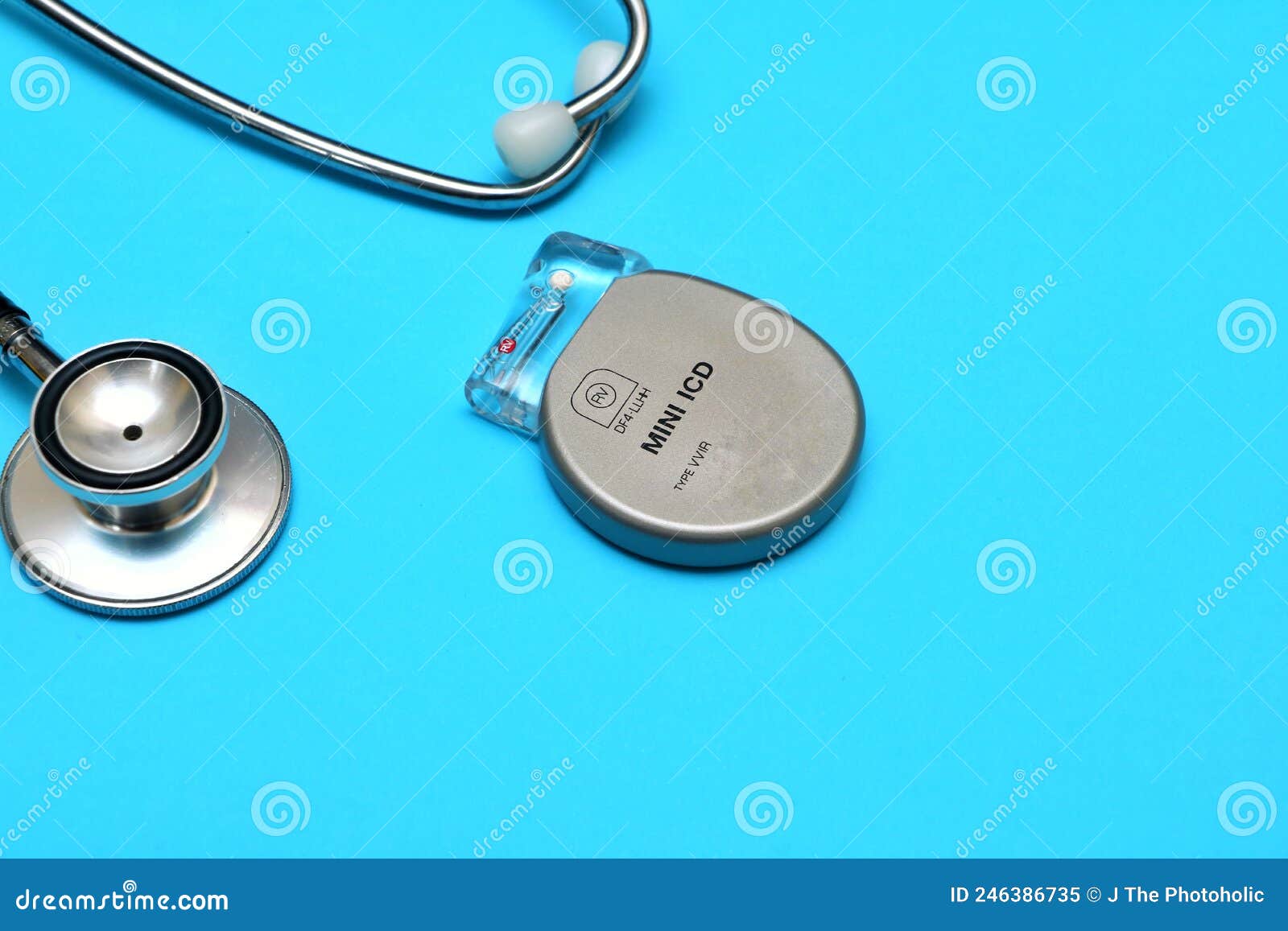 An Implantable Pacemaker Device Placed Along with a Stethoscope. Stock ...