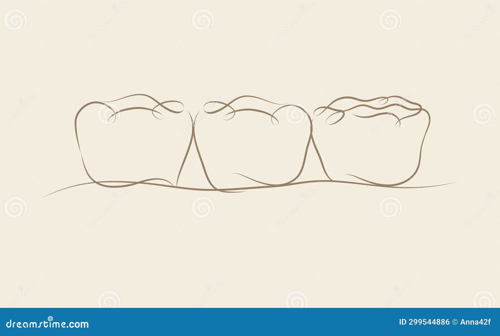 Implanted Teeth with Crown Bridge Beige Color Stock Vector ...