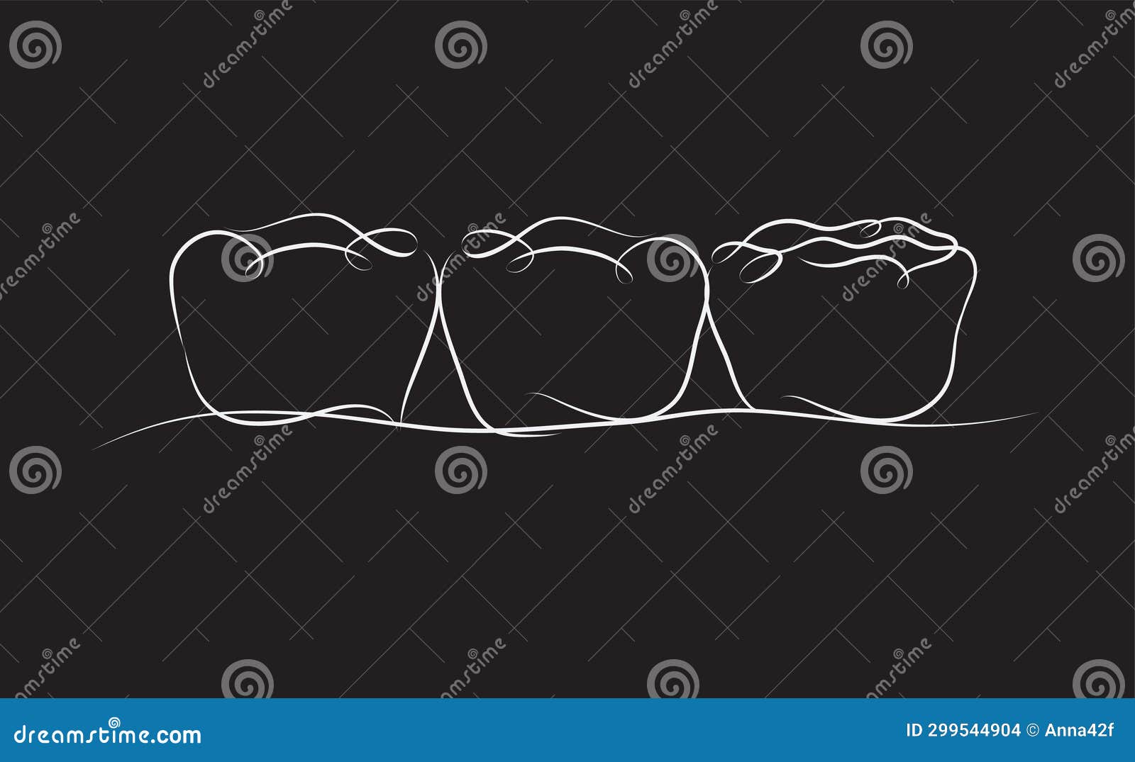 Implanted Teeth with Crown Bridge Black Color Stock Vector ...