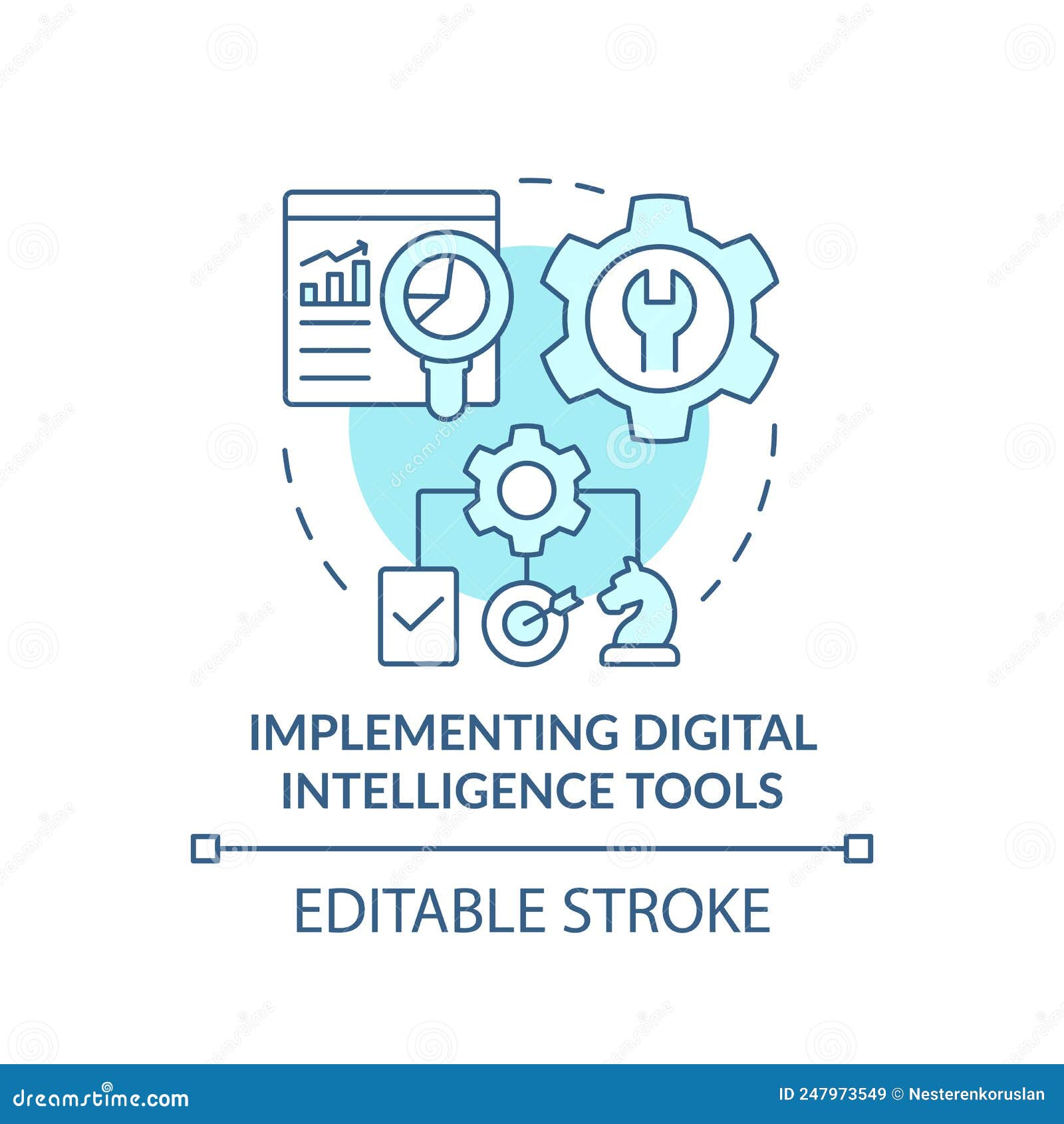 Implement Digital Intelligence Tools Turquoise Concept Icon Stock ...