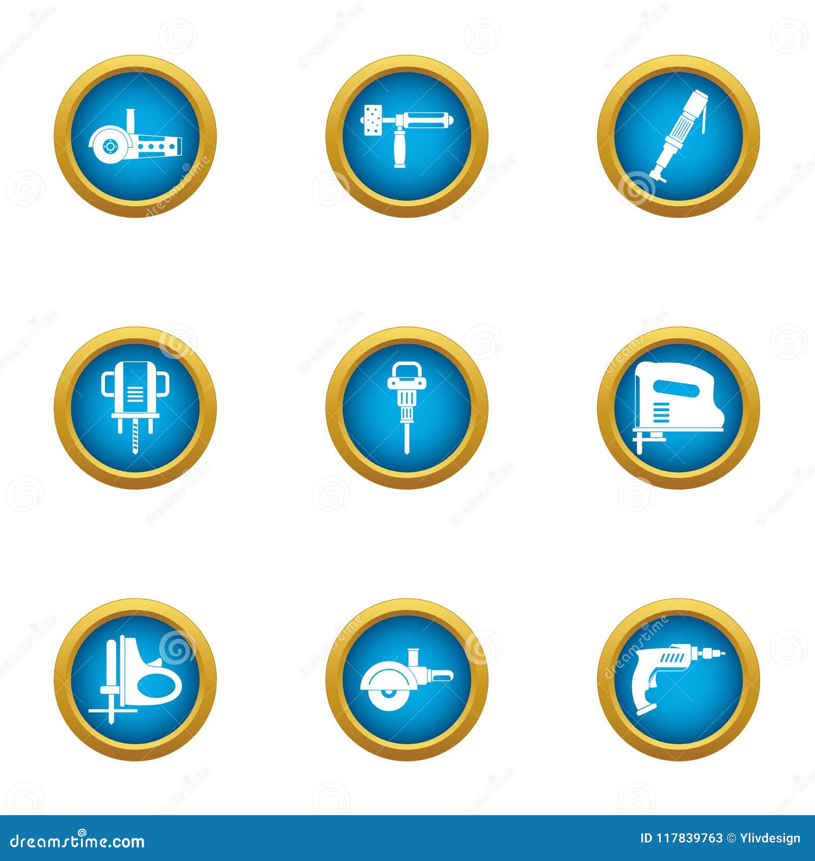 Implement Icons Set, Flat Style Stock Vector - Illustration of paint ...