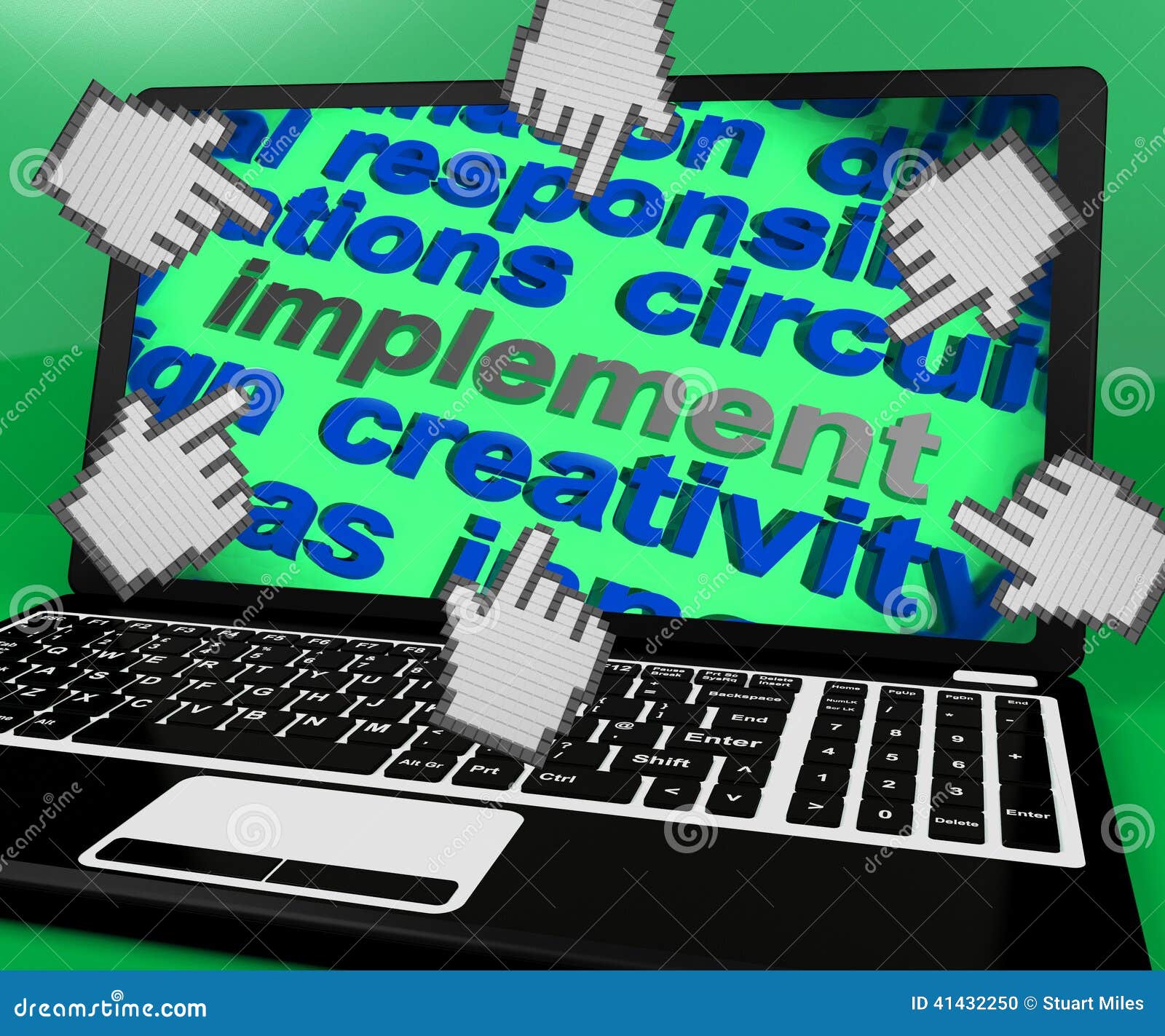 Implement Laptop Screen Shows Carry Out or Put into Effect Stock ...