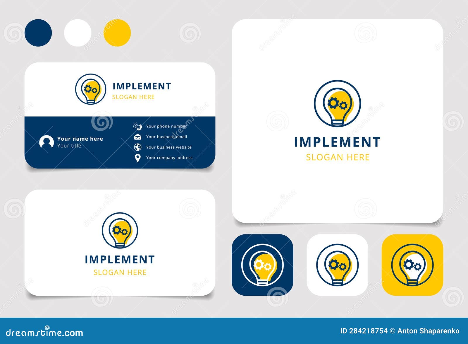 Implement Logo Design with Editable Slogan. Branding Book and Business ...