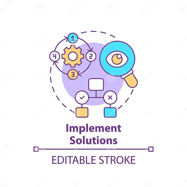 Implement Solutions Concept Icon Stock Vector - Illustration of analyze ...