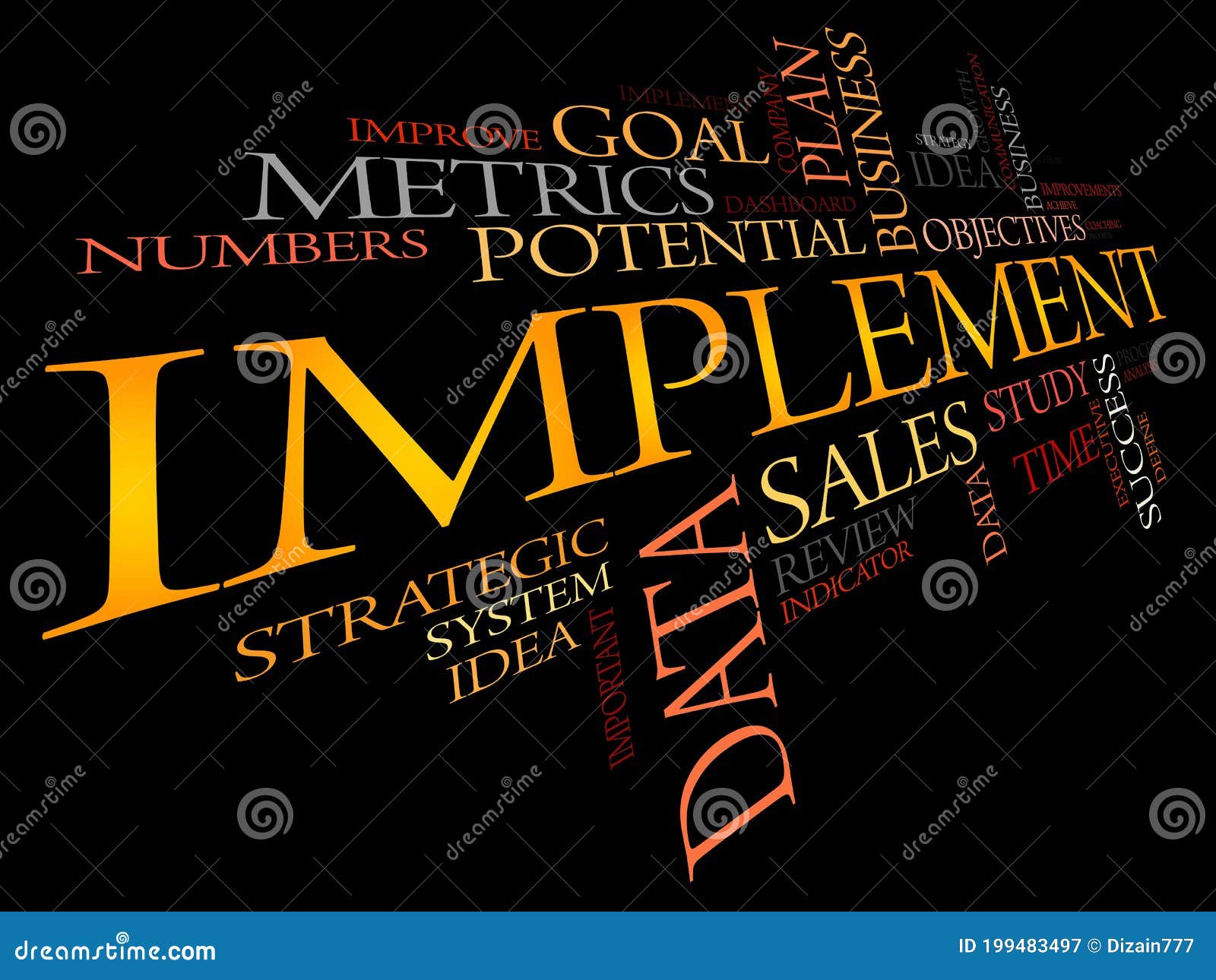Implement word cloud stock illustration. Illustration of alternatives ...