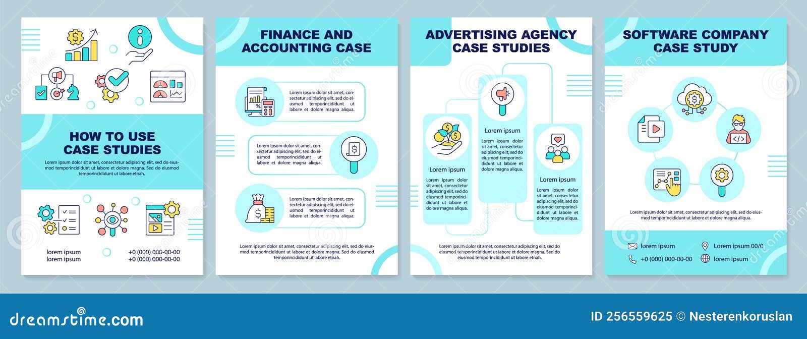 Implementation of Case Study Turquoise Brochure Template Stock Vector ...