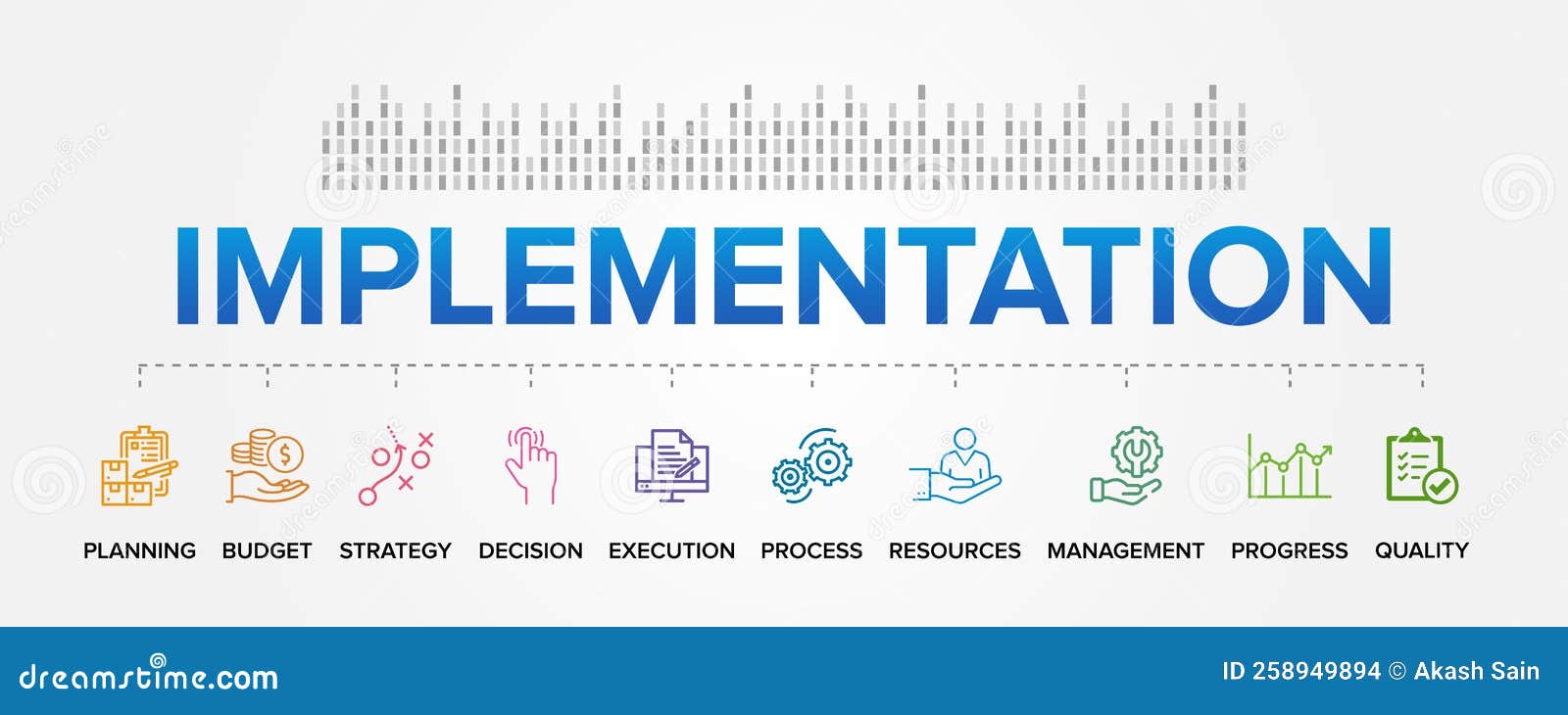 Implementation Concept Vector Icons Set Infographic Background. Ways To ... Implementation Concept Vector Icons Set Infographic Background. Ways To ...