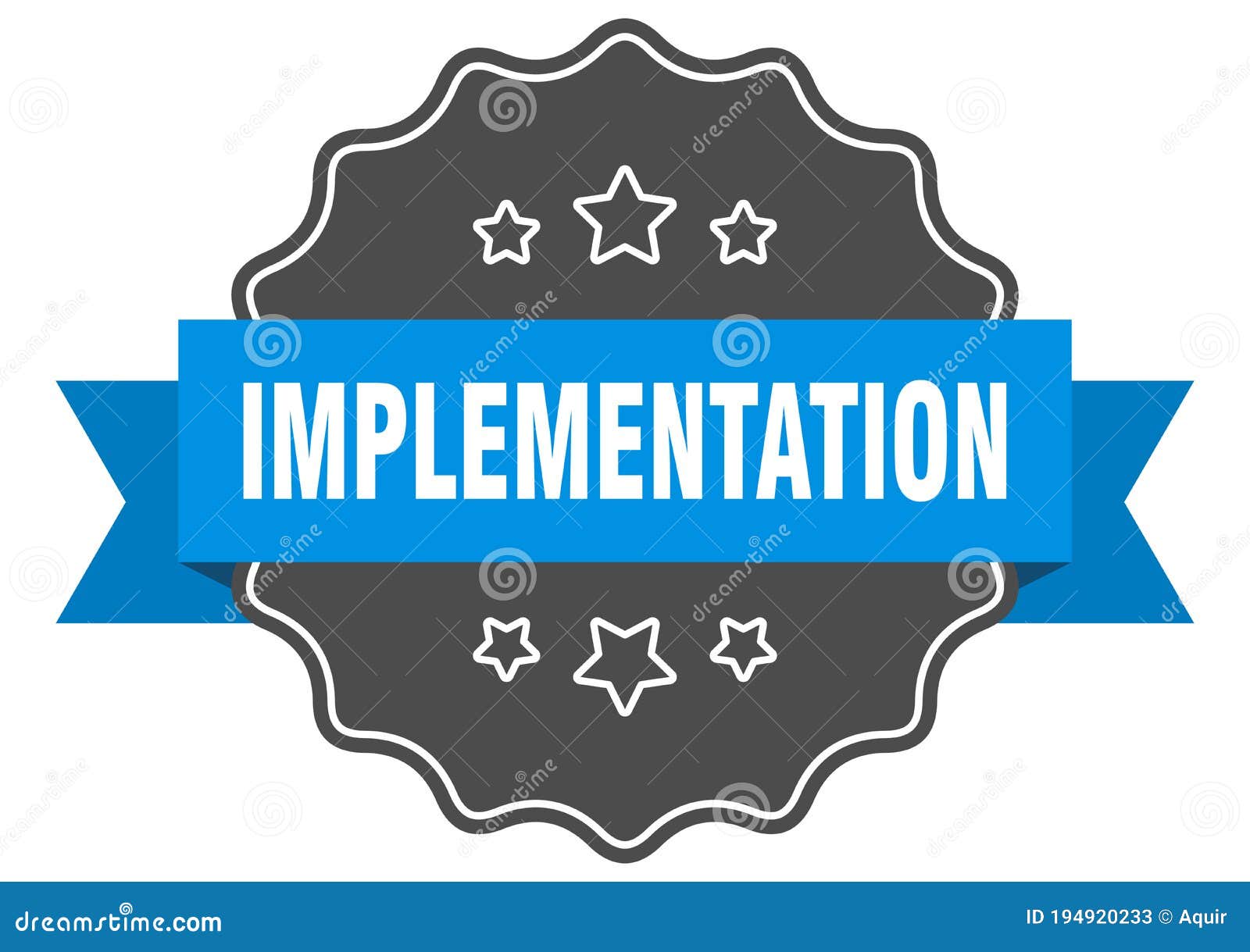 Implementation Label. Implementation Isolated Seal. Sticker. Sign Stock ...